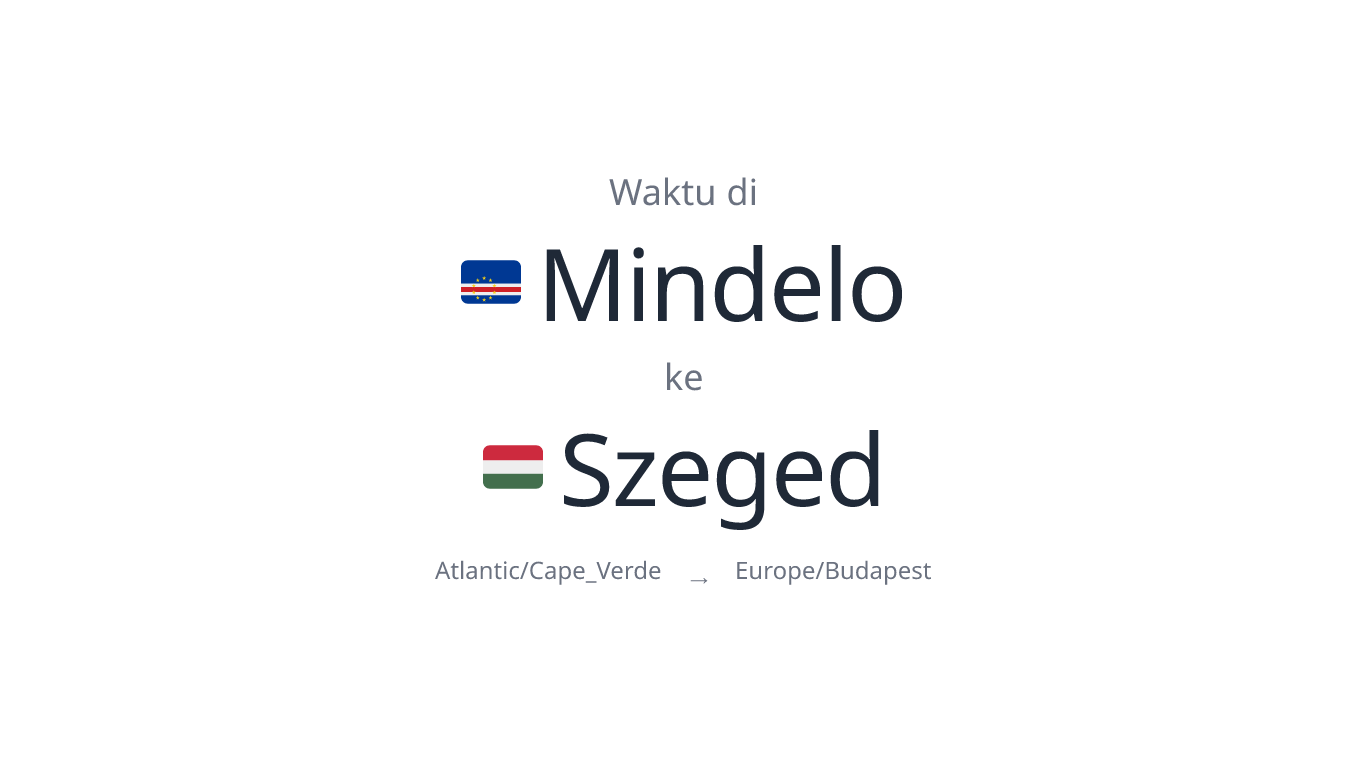 Perbedaan Waktu Mindelo ke Szeged – Selisih 2 jam lebih cepat