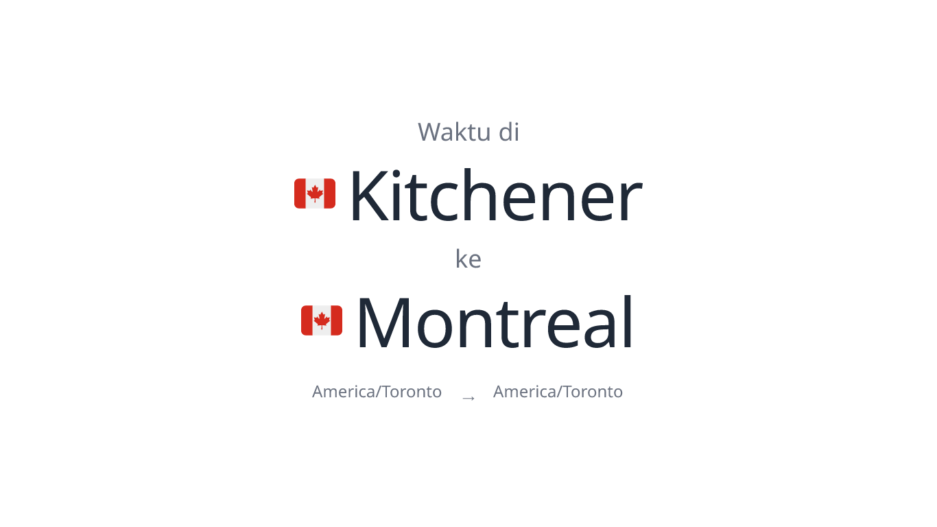 Perbedaan Waktu Kitchener ke Montreal – Selisih sama