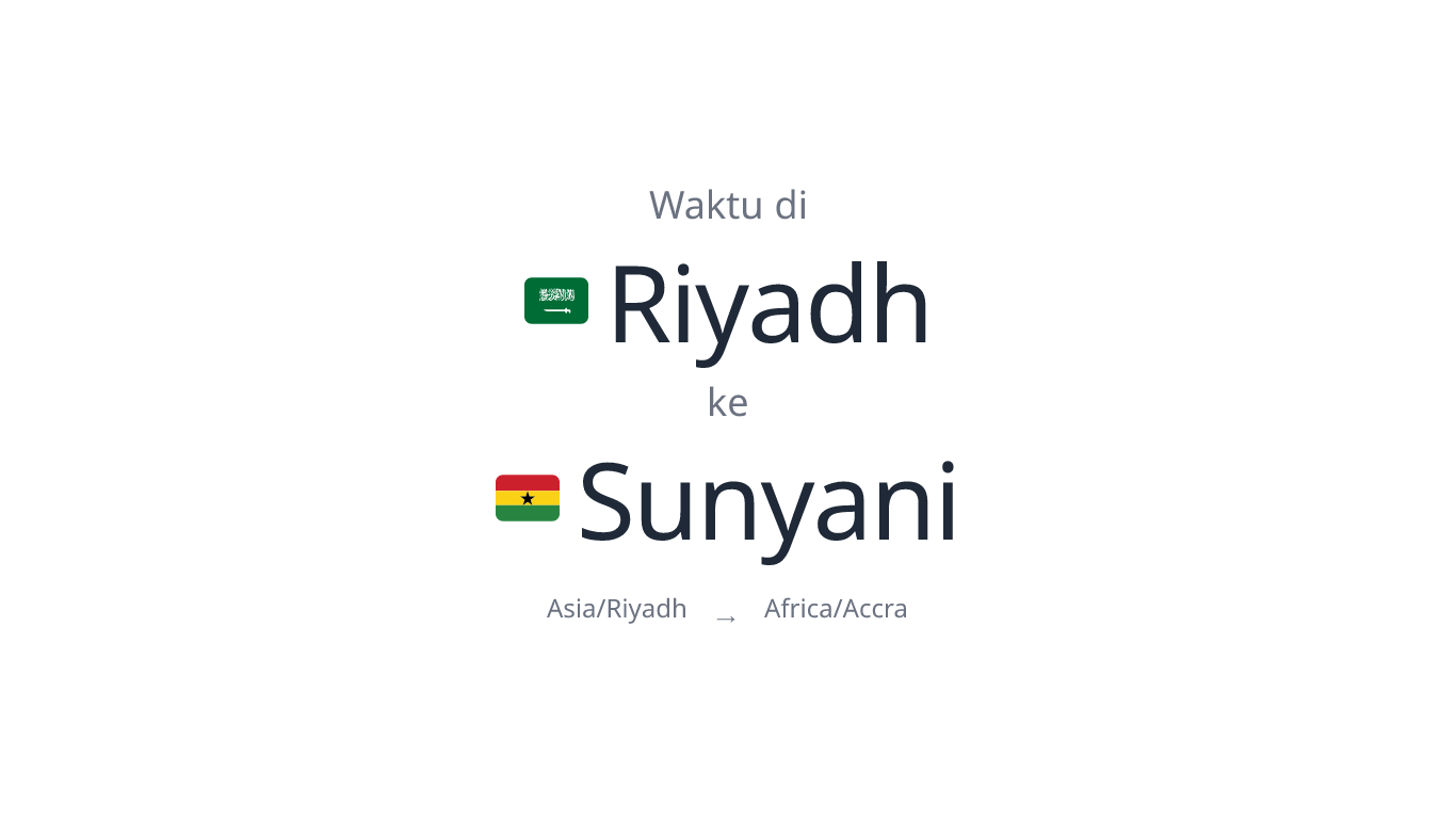Perbedaan Waktu Riyadh ke Sunyani – Selisih 3 jam lebih lambat